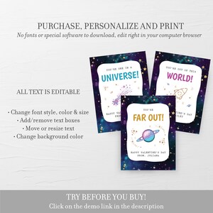 Outer Space Printable Valentine Cards for Kids, Galaxy Valentine Day ...