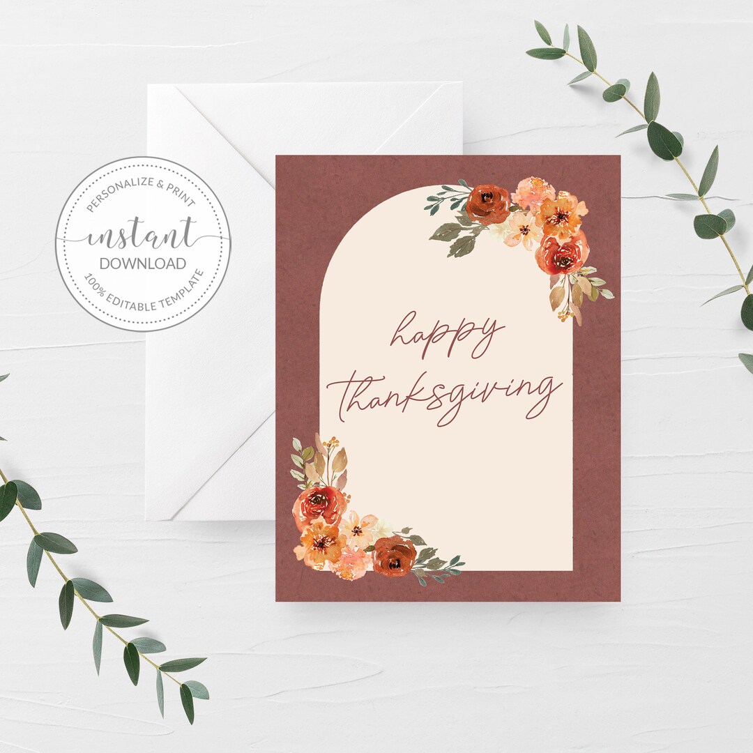 Happy Thanksgiving Card Template Printable Thanksgiving Card - Etsy