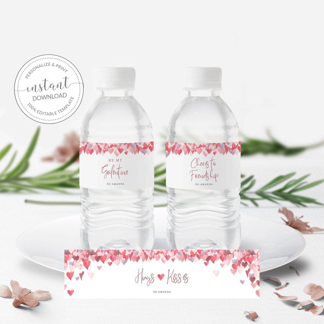 Galentines Day Party Water Bottle Labels Template, Be My Galentine ...