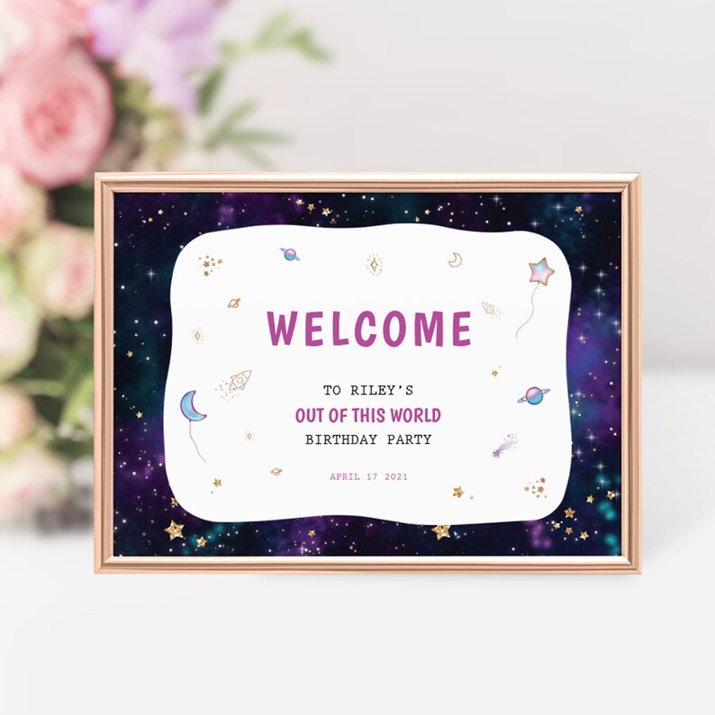 Outer Space Party Welcome Sign Template Printable Space Party | Etsy