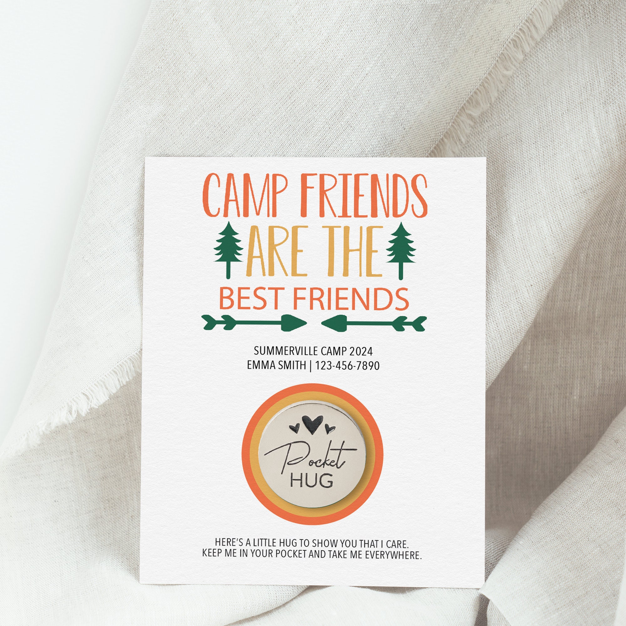 Pocket Hug Summer Camp Gifts, Summer Camp Cards, Camping Party Favors ...
