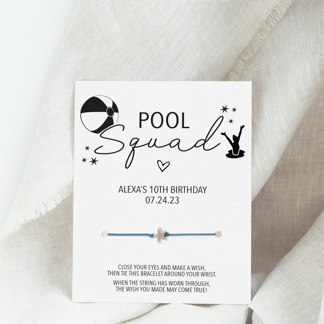 Pool Party Favors, Make A Wish Bracelet, Pool Party Birthday Supplies ...