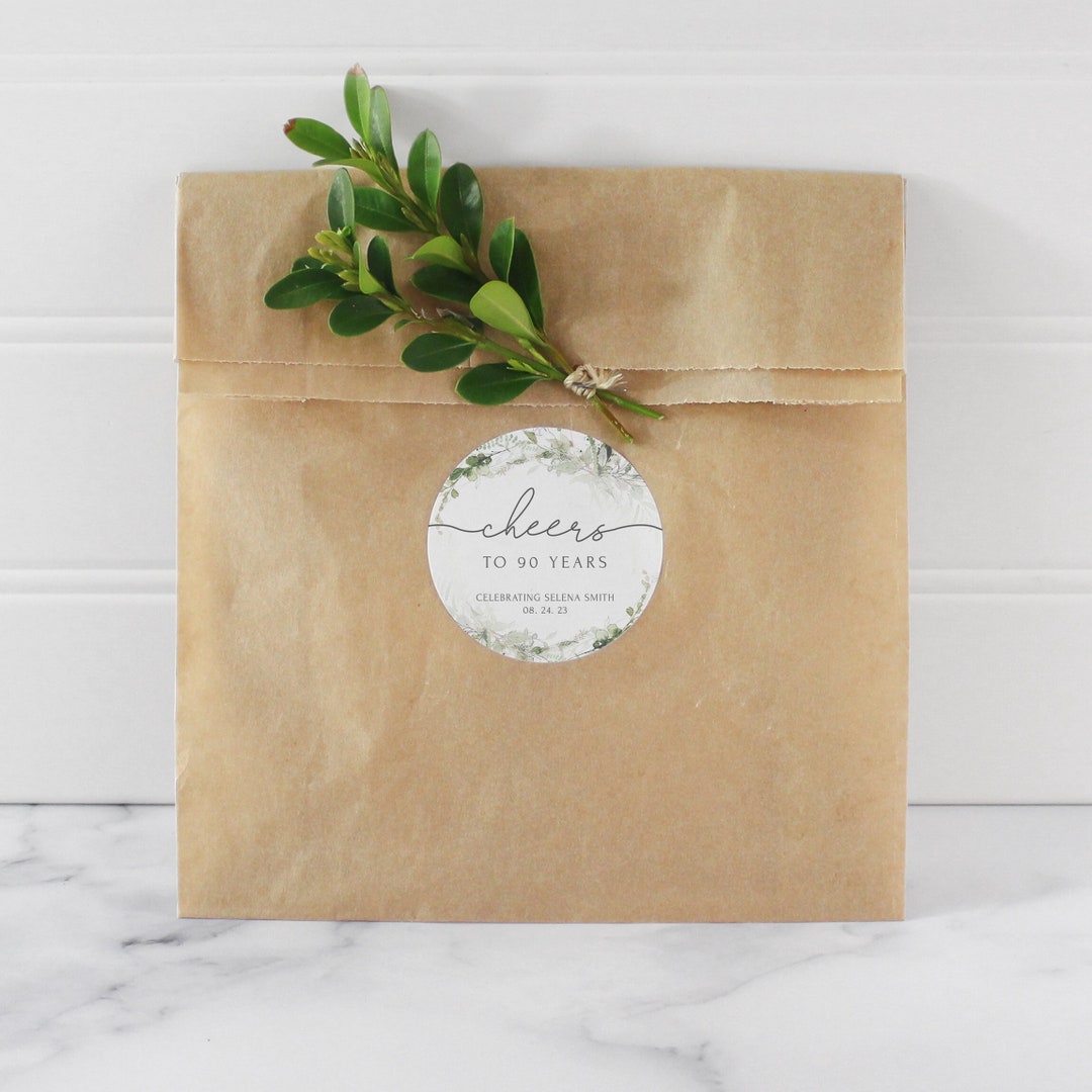 Greenery 90th Birthday Favor Tags Printable, Greenery Thank You Tags ...