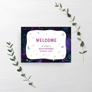 Outer Space Party Welcome Sign Template, Printable Space Party ...