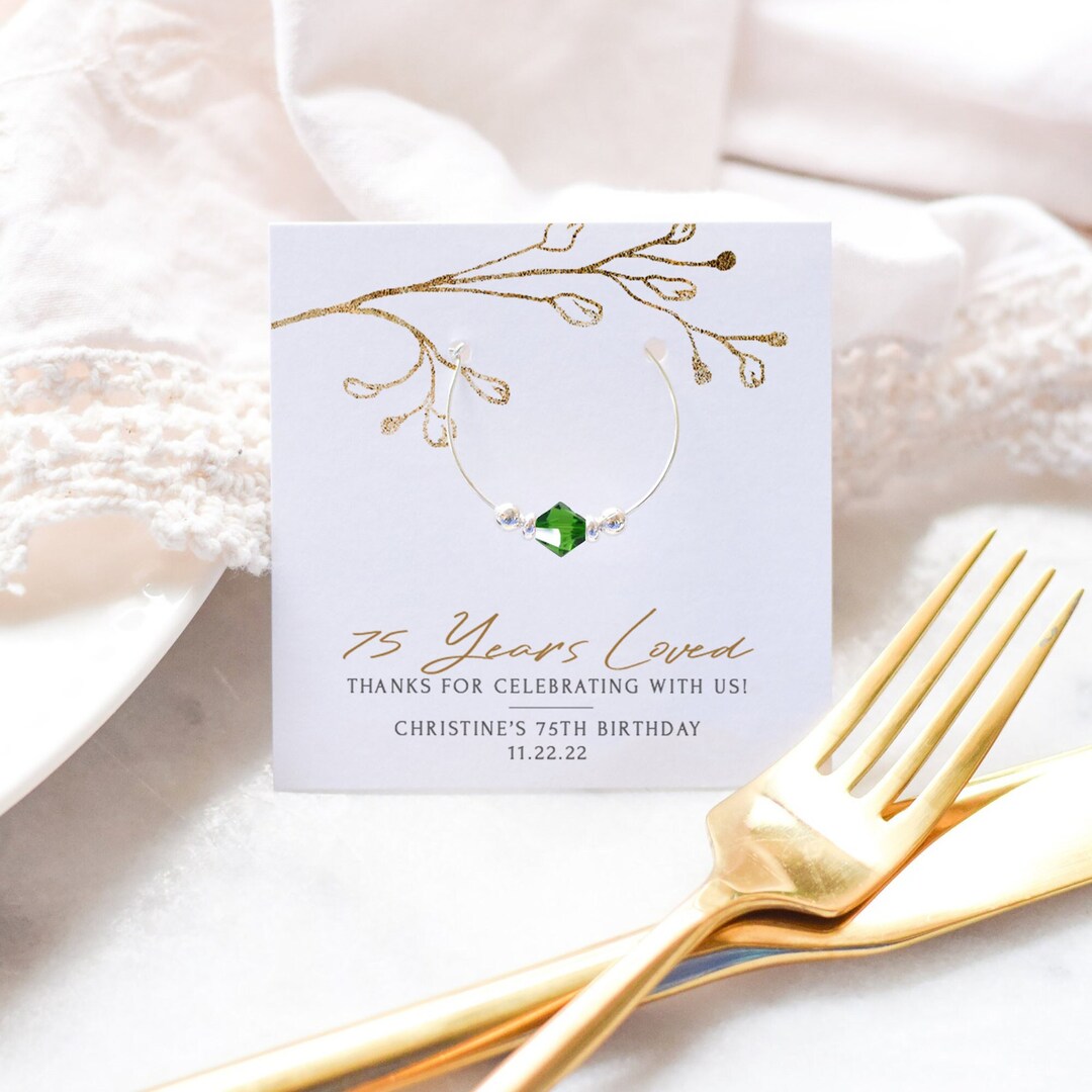 75th Birthday Favors, Wine Charms, 75 Years Loved, 75th Birthday Favors ...