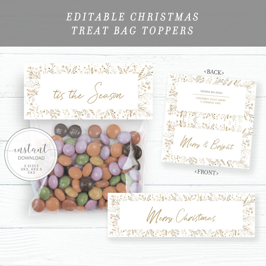Christmas Treat Bag Topper Printable, Holiday Candy Bag Topper ...