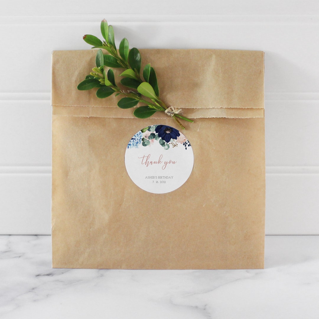 Navy and Blush Floral Favor Tags Printable Template, Birthday Party ...