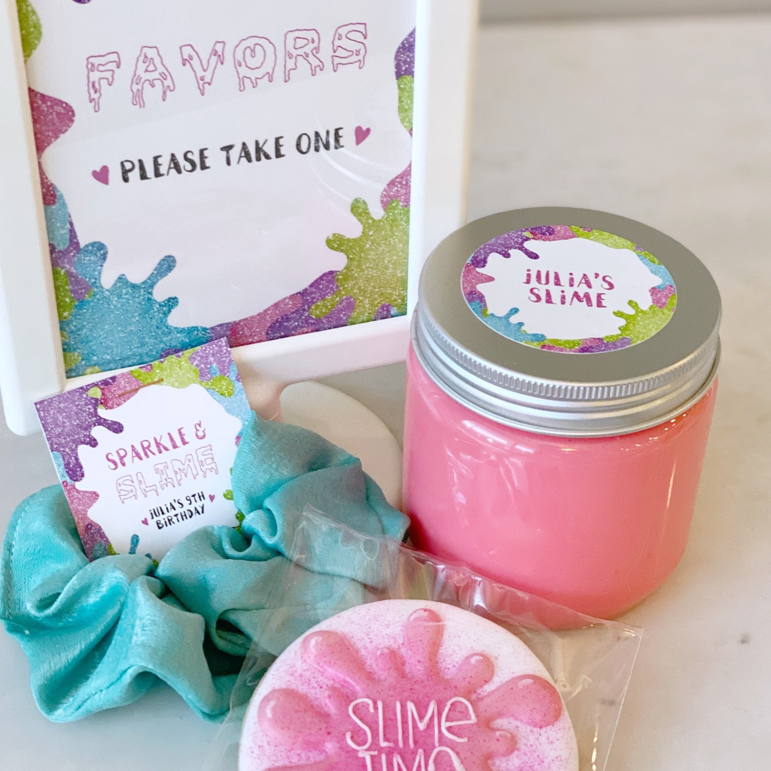 Slime Party Favor Hair Scrunchie Slime Birthday Party Favor - Etsy