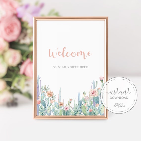 Succulent Welcome Sign Printable Cactus Bridal Shower Welcome - Etsy