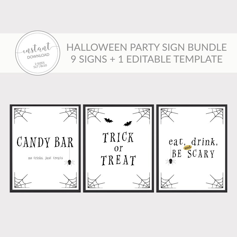 Halloween Party Printable Sign Bundle Halloween Party Decor | Etsy