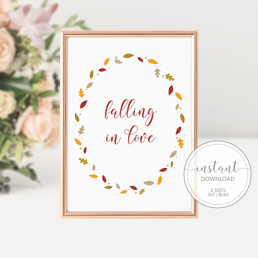 Falling in Love Sign, Wedding Fall Decor, Falling in Love Bridal Shower ...