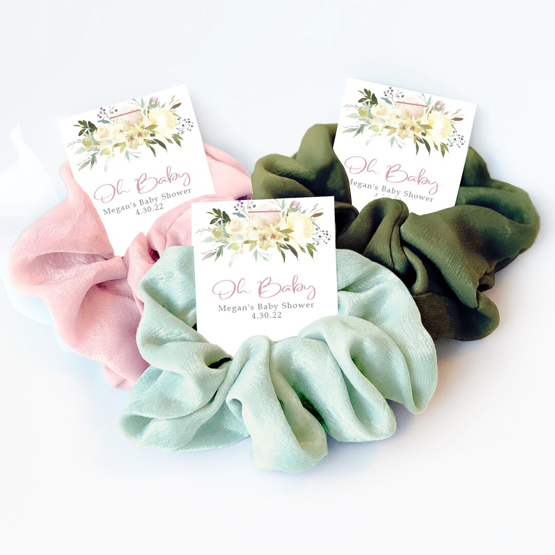 Baby Shower Favors Girl, Scrunchie Hair Tie Favors, Blush Pastel Floral ...