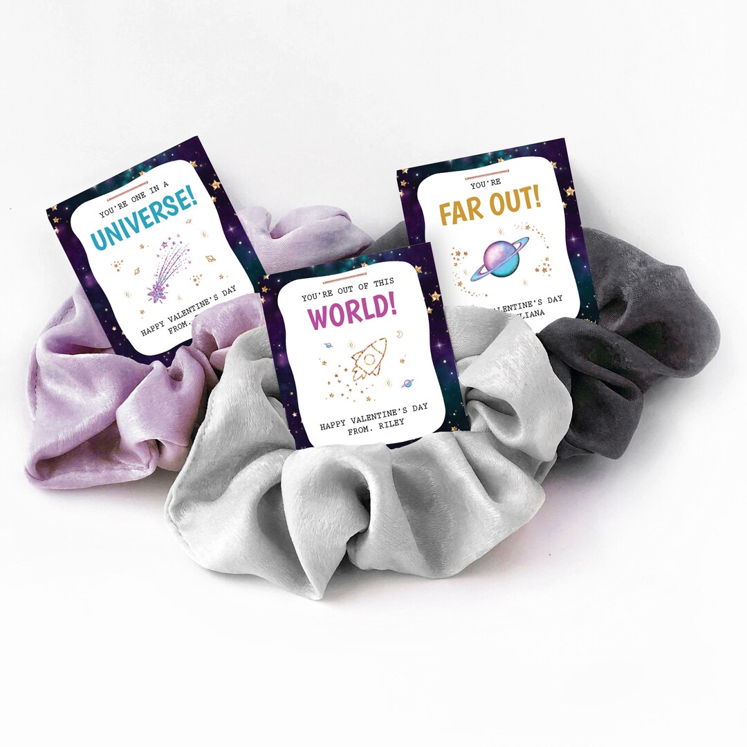 Outer Space Valentine Card With Scrunchie, Galaxy Valentine's Day Gift ...