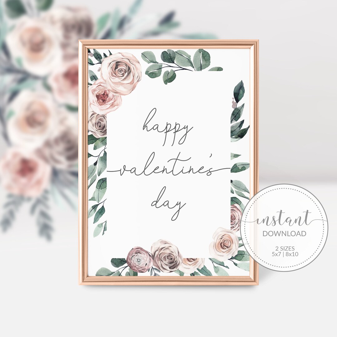 Happy Valentines Day Sign Printable, Valentines Day Decor, Valentines ...