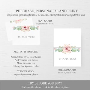 Cactus Thank You Card Printable, Succulent Thank You Note, Folded and ...