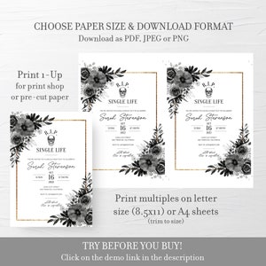 Halloween Bachelorette Party Invitation Printable, RIP Single Life ...