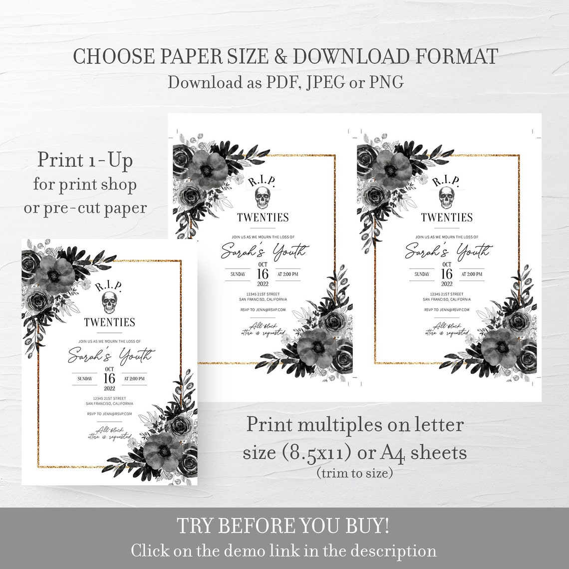 RIP Twenties Party Invitation Halloween Birthday Invitation - Etsy