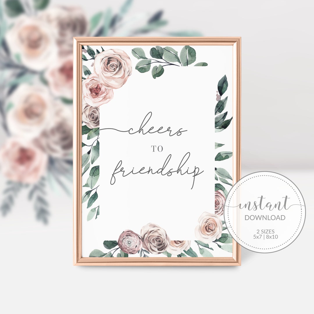 Cheers to Friendship Sign Printable, Galentines Day Decor, Galentines ...