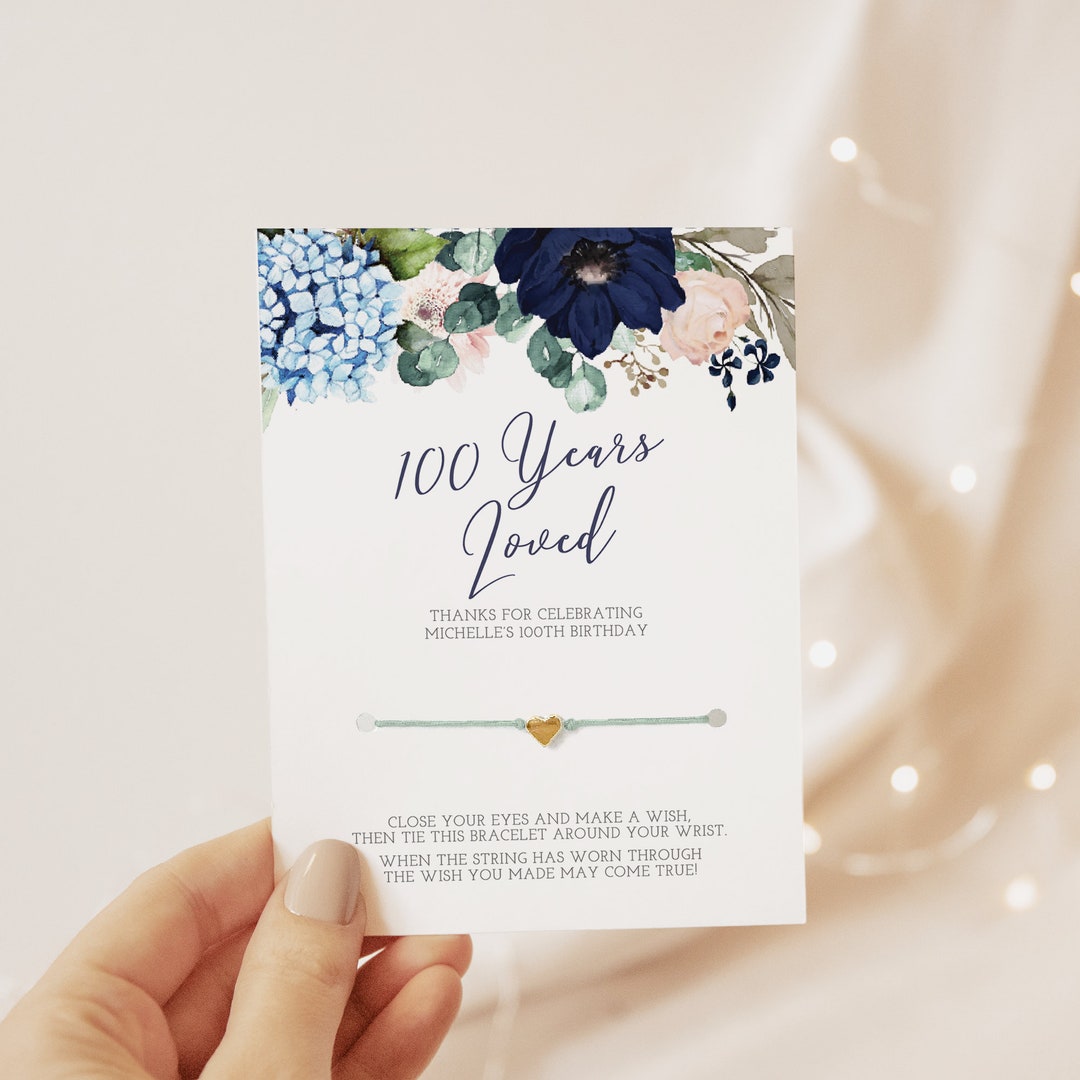 100th Birthday Favors, Make A Wish Bracelet, 100th Birthday Supplies ...