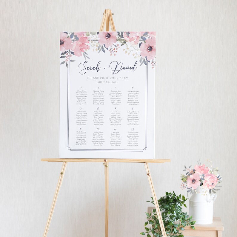 Seating Chart Poster Template Alphabetical Wedding Seating - Etsy