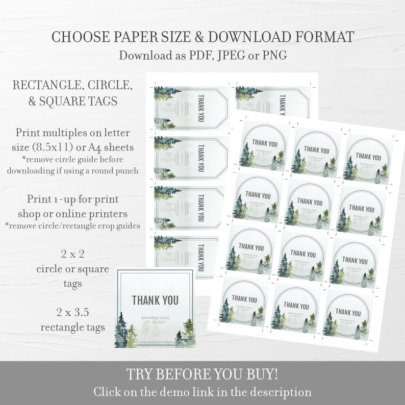 Printable Forest Wedding Favor Tags Forest Wedding Favors - Etsy