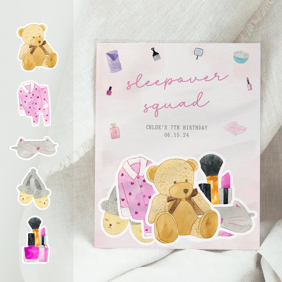 Sleepover Party Favors, Sleepover Stickers Vinyl, Slumber Party Goodie ...