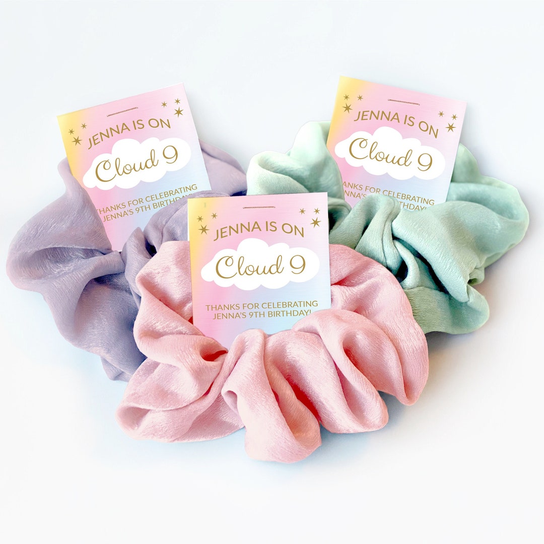 On Cloud 9 Birthday Party Favors, Scrunchie Hair Tie Favors, We're on ...