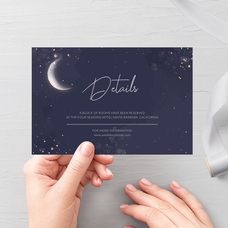 Celestial Wedding Invitation Template Printable Moon Wedding - Etsy
