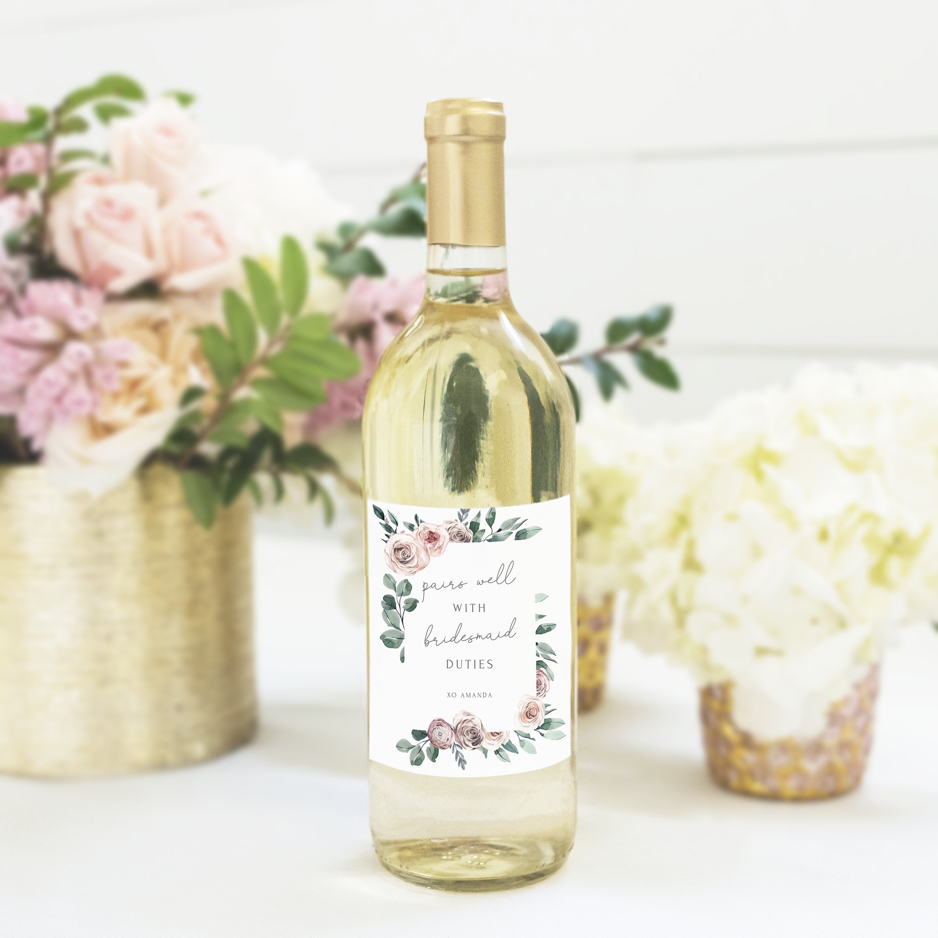 Printable Will You Be My Bridesmaid Wine Label Template Pairs | Etsy