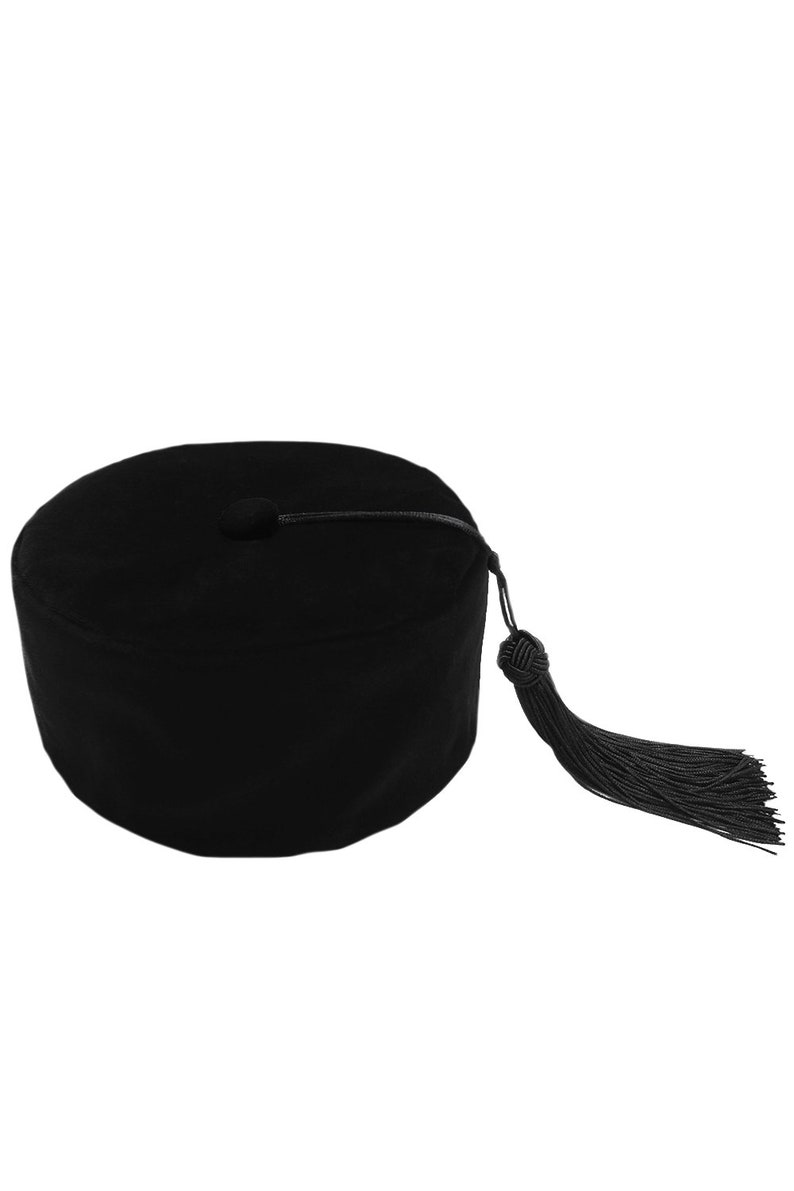 Mens Smoking Cap Black Velvet Cigar Smoker Hat Tassels Luxury Tasseled ...