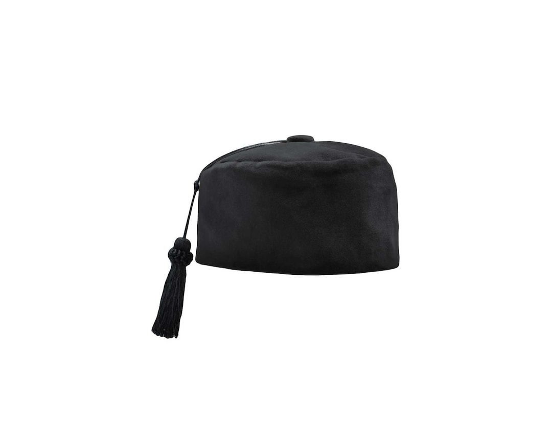 Mens Smoking Cap Black Velvet Cigar Smoker Hat Tassels Luxury Tasseled ...