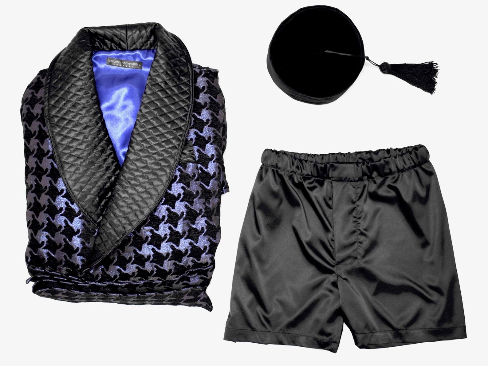 Mens Smoking Cap Black Velvet Cigar Smoker Hat Tassels Luxury Tasseled ...