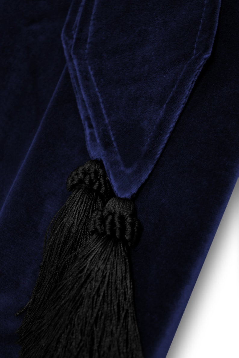 Dark Blue Velvet Men's Robe Quilted Dressing Gown Luxury Gentleman ...