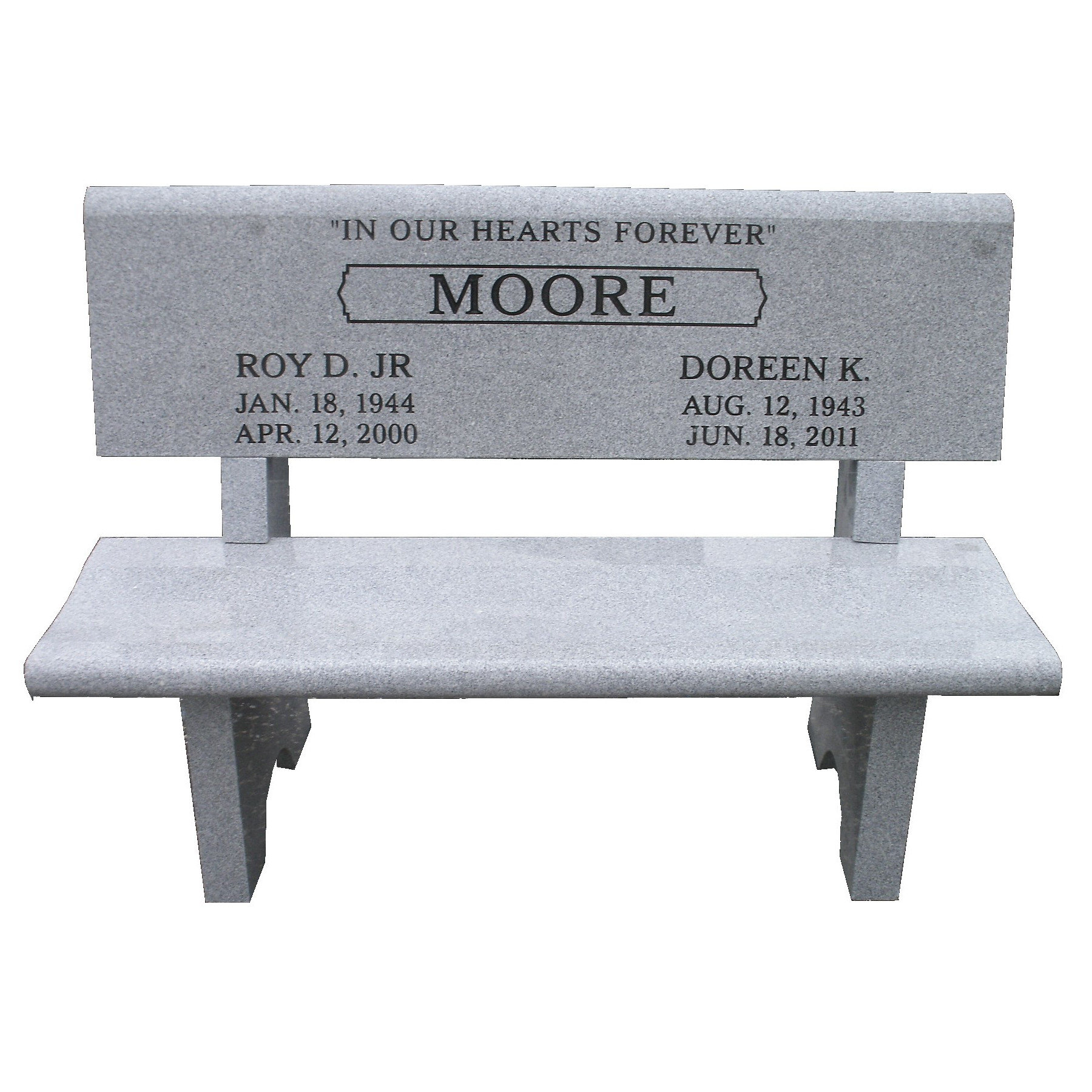 Cemetery Bench- Headstone- Large Granite- Park Style- Engraving ...