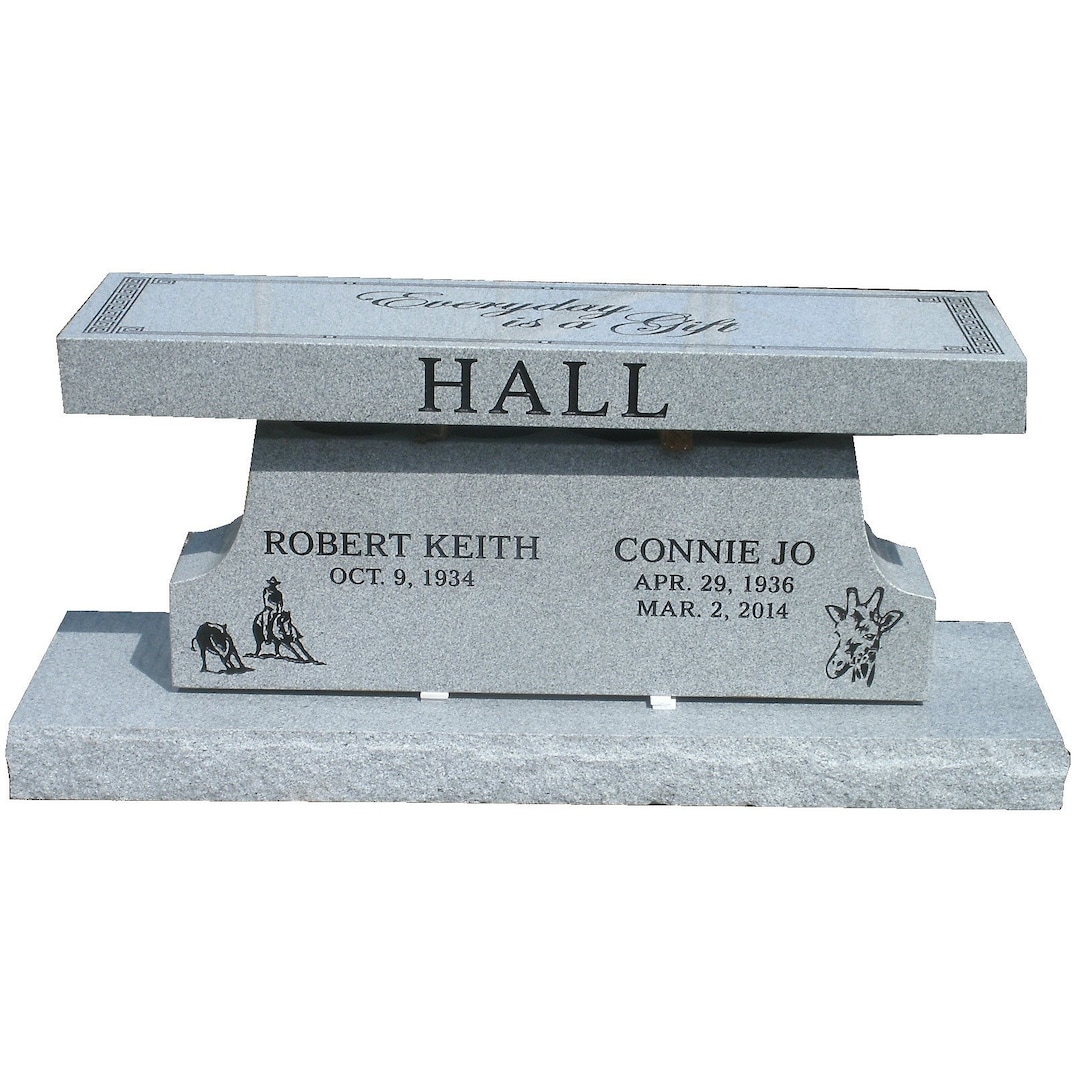 Cremation Bench- Headstone- Large Granite- Pedestal Style 2-core ...