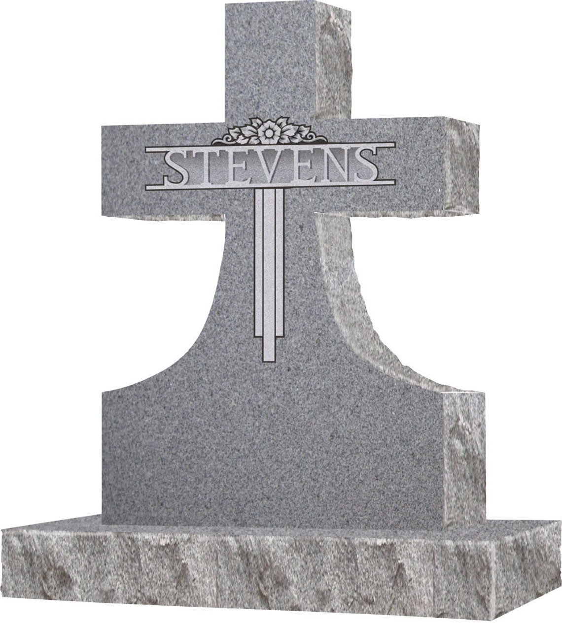 Cross Headstone Gray Custom Engraved Single or Double- Free Shipping ...