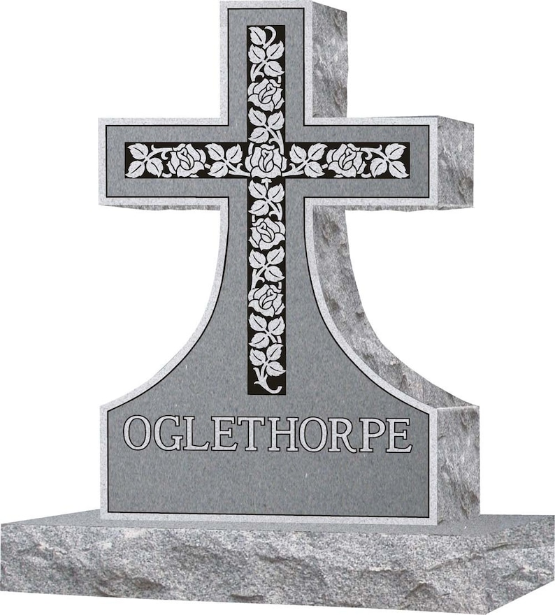Cross Headstone Gray Custom Engraved Single or Double- Free Shipping ...