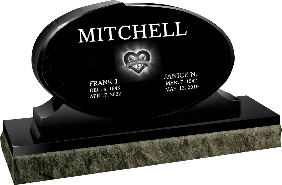 Headstone - Large - Oval Companion - 2 Names- Engraving Included ...