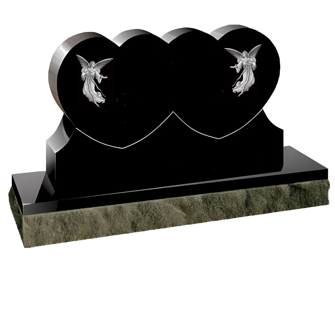 Headstone- Xl Connected Hearts Companion - 2 Names- Engraving Included ...