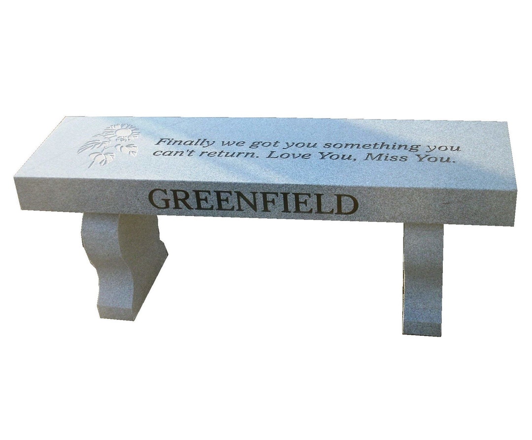 Cemetery Bench Headstone Large Granite Harp Support Engraving Available ...