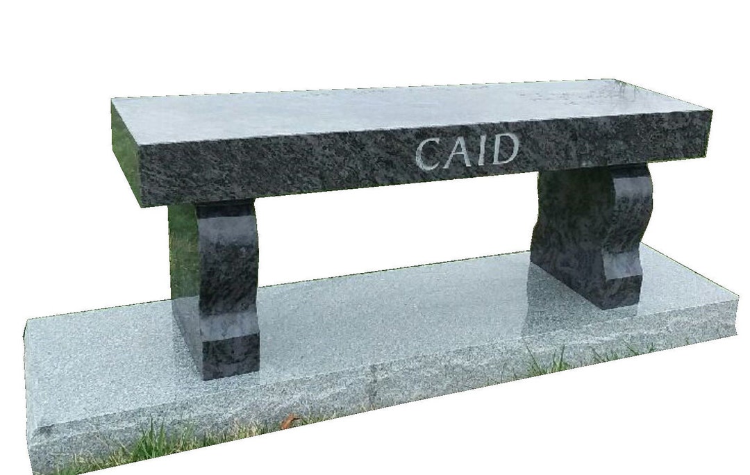 Cemetery Bench- Headstone- Large Granite- Harp Support - Engraving ...