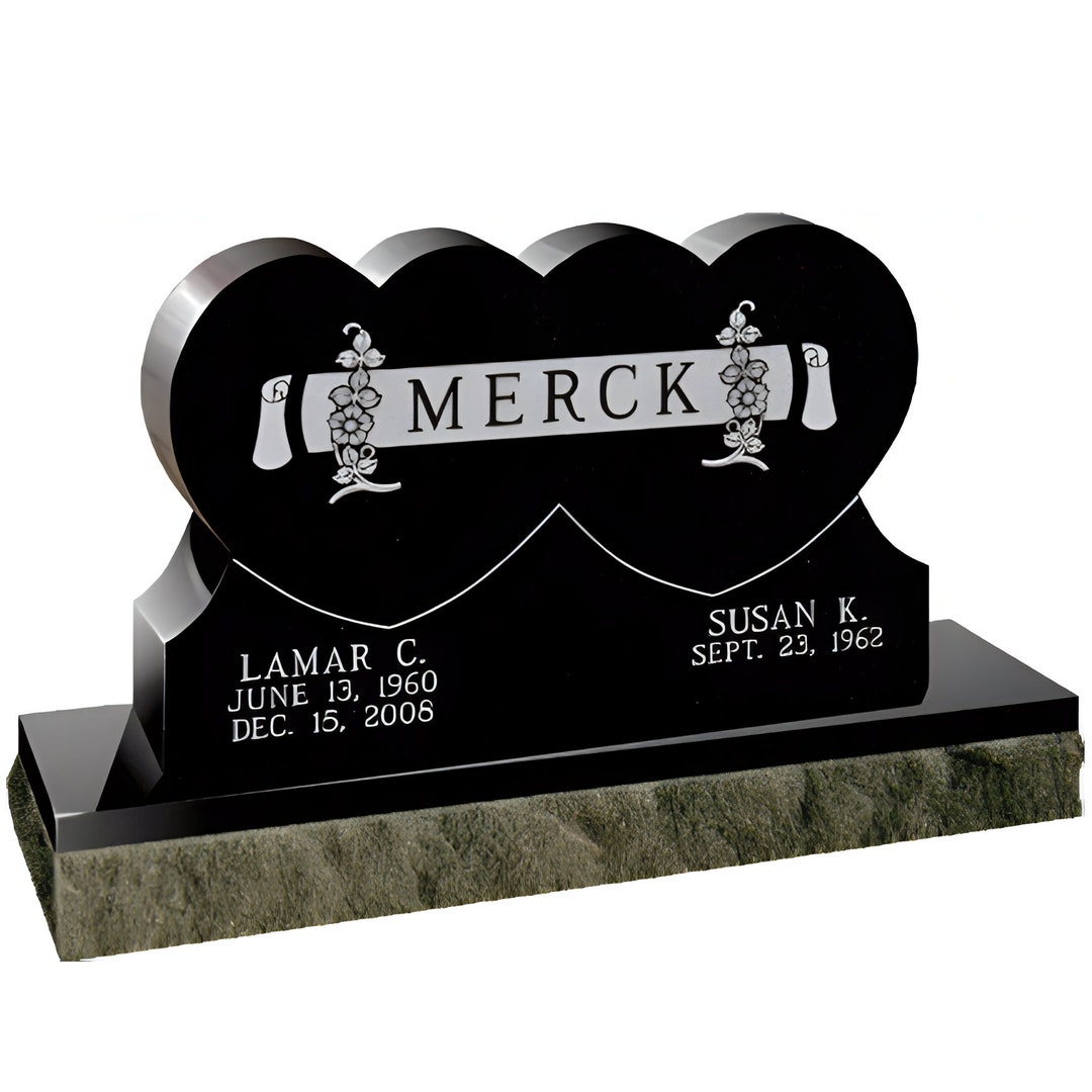 Headstone - Large - Connected Hearts Companion - 2 Names- Engraving ...