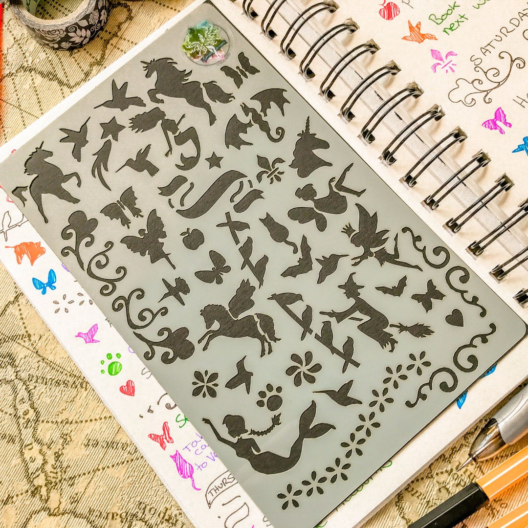Magical Creatures Journal Stencil, Mythical Wizardry Craft Stencil ...