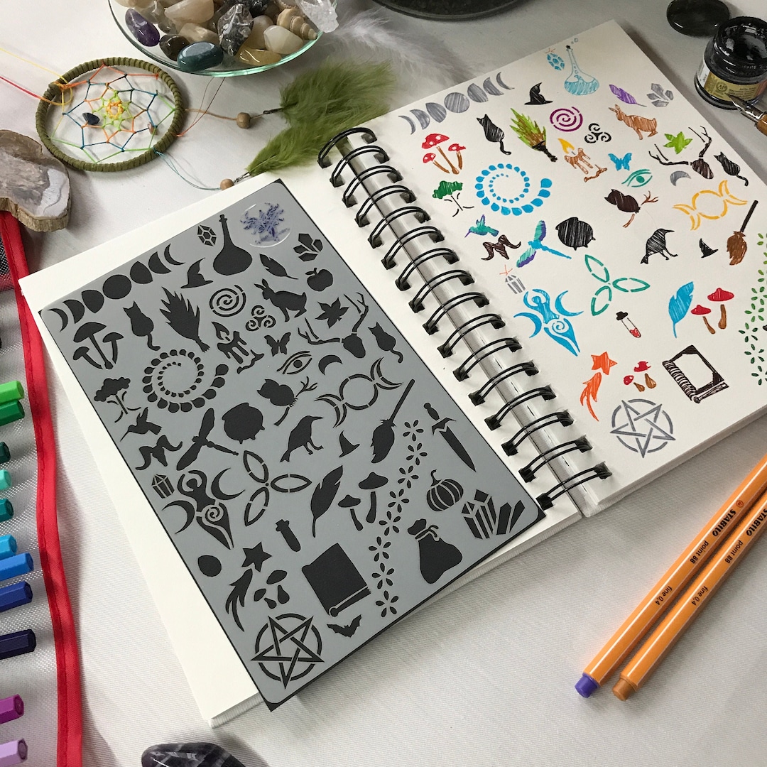 Wiccan Journal Stencil, Witchcraft or Wizardry Arts and Crafts Stencil ...