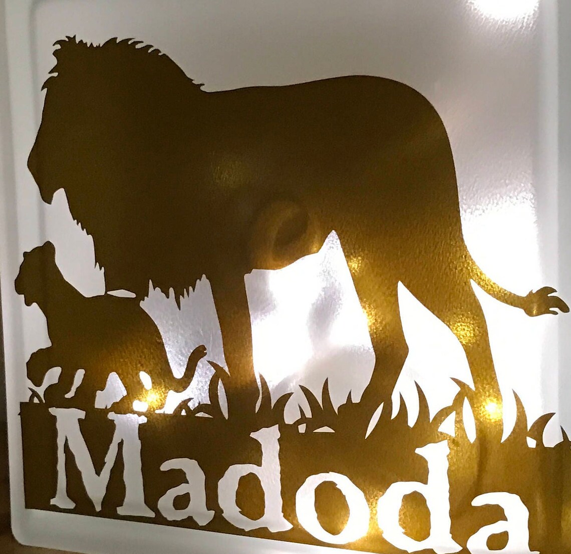 Lion With Cub Nightlight Lions Glass Light Block Illuminated - Etsy UK