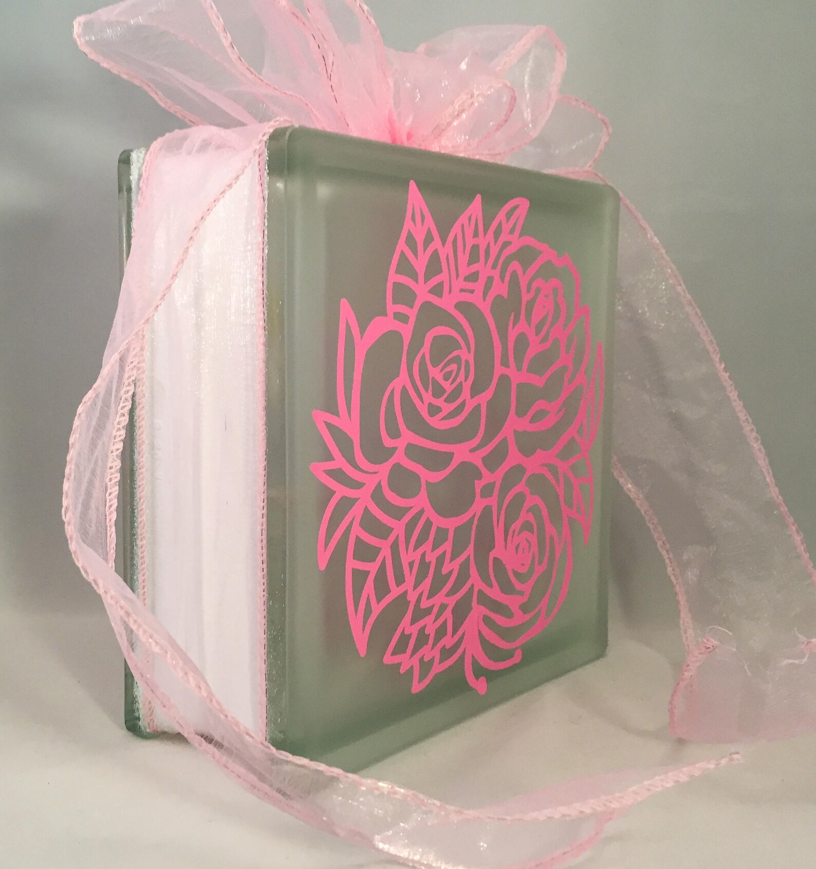 Flowers Nightlight Cube Bouquet Glass Light Block - Etsy