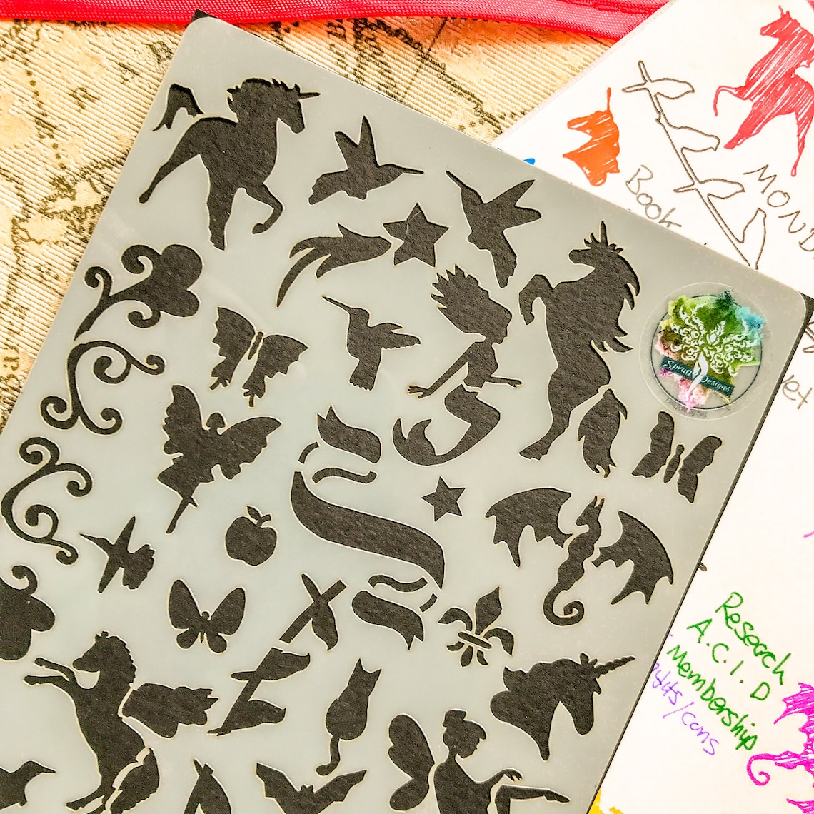 Magical Creatures Journal Stencil, Mythical Wizardry Craft Stencil ...