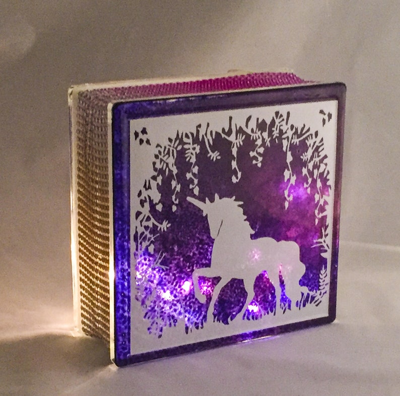 Unicorn Nightlight Mythical Glass Light Block Personalised - Etsy