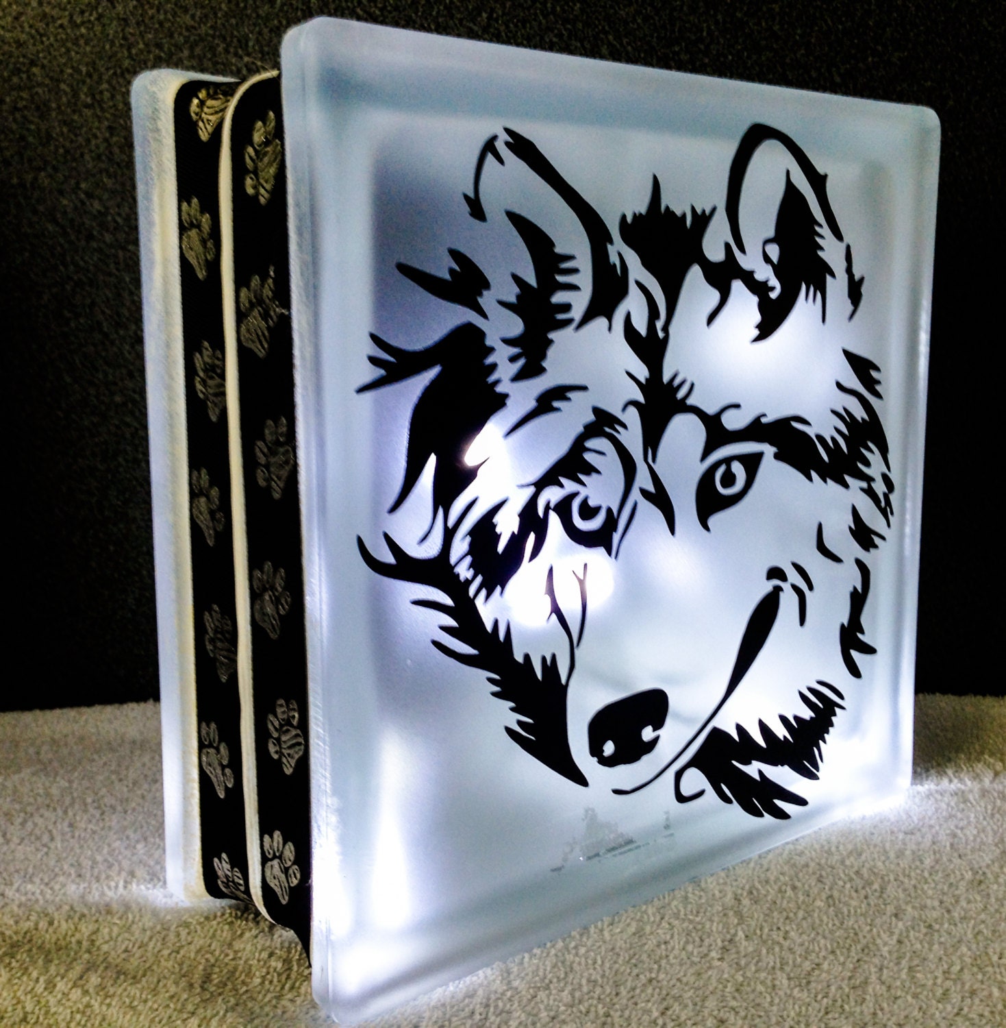 Wolf Nightlight Glass Cube Wolf Head Light Personalised - Etsy UK