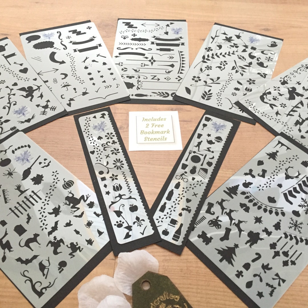 Journal Stencils Bundle Incs 2 Free Bookmark Stencils, Mylar Stencil ...